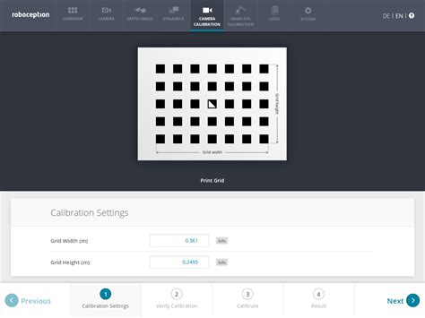 Camera Calibration — Rcvisard 105 Documentation