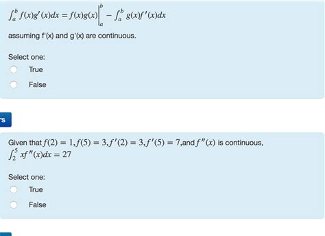 solved assuming fx and g x are continuous select one