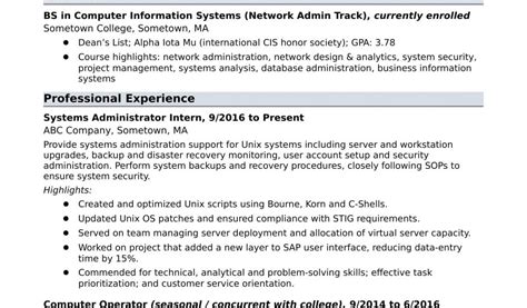 System Administrator Fresher Resume Format Sample Resume For An Entry Level Systems