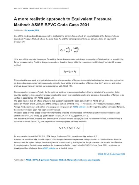 A More Realistic Approach To Equivalent Pressure Method Asme Bpvc Code Case 2901 Pdf