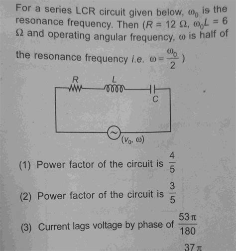 Answered For A Series Lcr Circuit Given Below Resonance Frequency