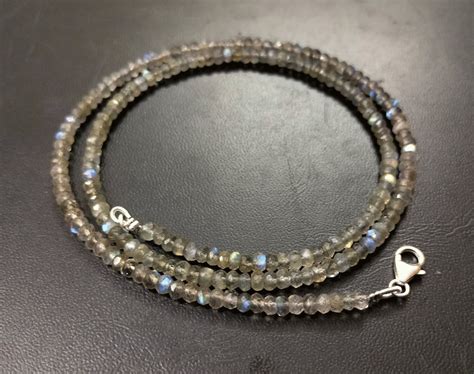 Labradorite Beads Necklace Natural Labradorite 3mm Jewelry Necklace