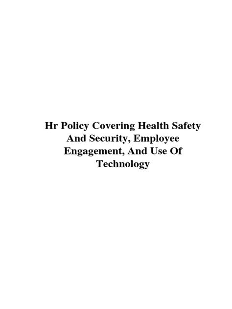 Hr Policy Covering Health Safety And Security Employee Engagement And