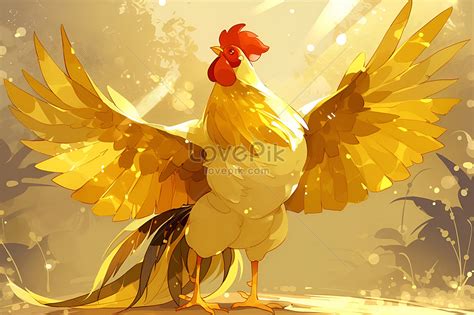 열린 날개를 가진 수탉 일러스트 무료 다운로드 Lovepik
