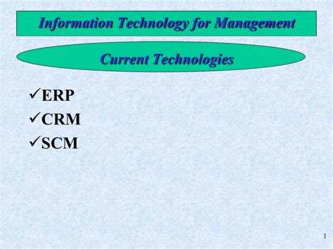 ERP CRM SCM Information Technology For Management