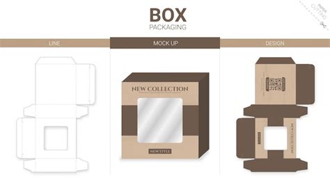 상자 포장 및 모형 다이 컷 템플릿 프리미엄 벡터