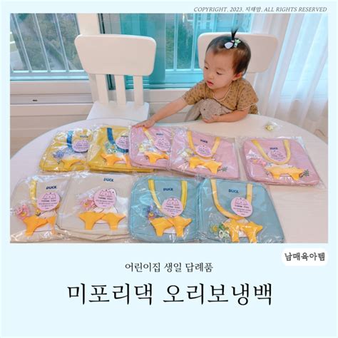 어린이집 생일 답례품 오리보냉백 구디백 미포리댁에서 준비 네이버 블로그
