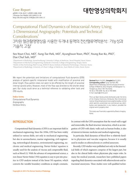 Pdf Computational Fluid Dynamics Of Intracranial Artery Using 3