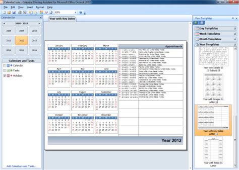 Calendar Printing Assistant Templates Printing A Yearly Calendar With