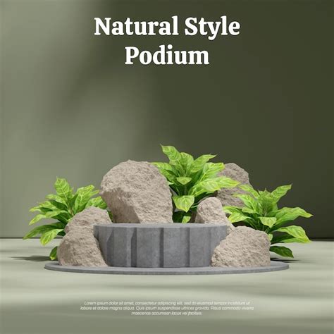 3d изображение визуализирует пустой макет подиума с текстурой бетонной колонны в квадратном