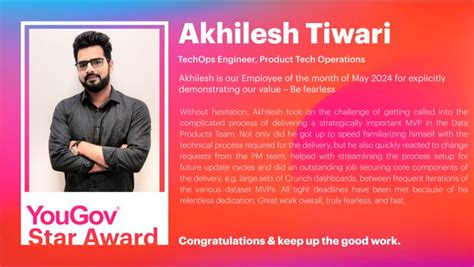 Akhilesh Tiwari On Linkedin Yougovstaraward Achievement Teamwork