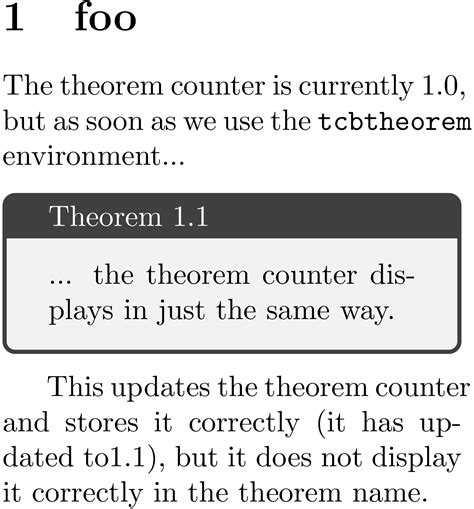tcolorbox tcbtheorem incorrectly displaying counter value tex