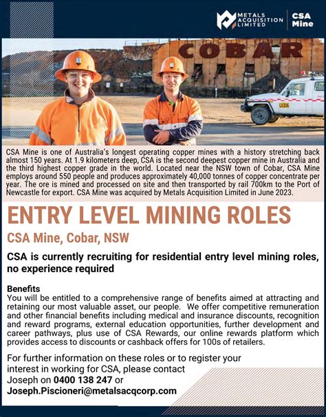 Entry Level Mining Roles The Cobar Weekly