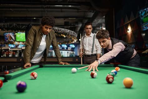 Company Of Handsome Young Guy Playing In Pool Stock Image Image Of Group Play 255608165