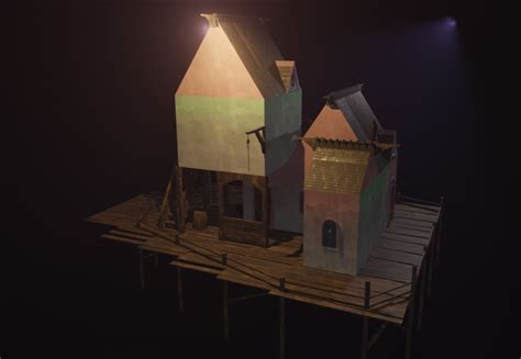 湖边小房子 Blender布的