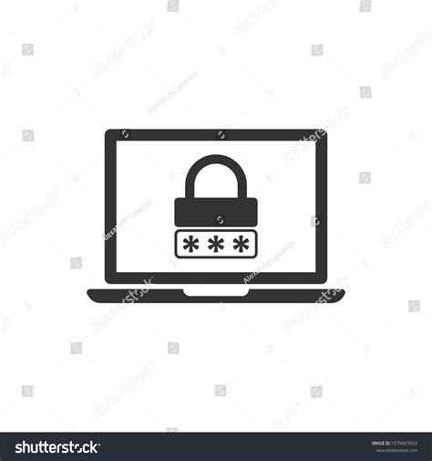 Laptop Password Icon Flat Style Computer Stock Vector Royalty Free