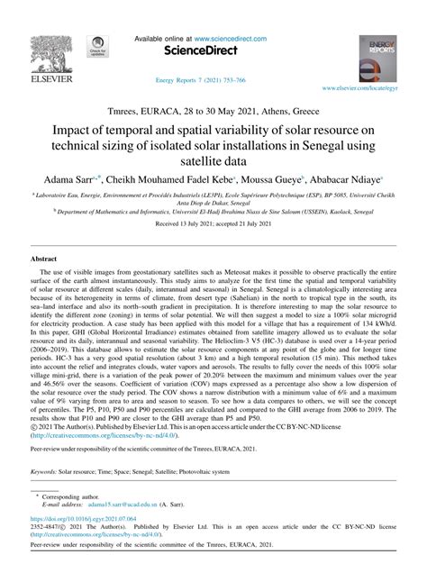 Pdf Impact Of Temporal And Spatial Variability Of Solar Resource On Technical Sizing Of
