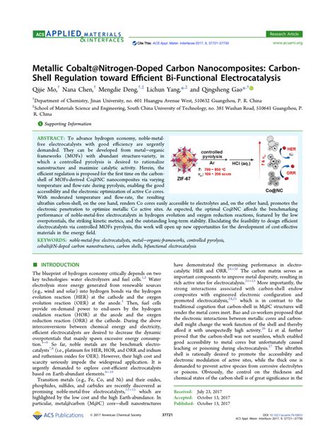 Pdf Metallic Cobaltnitrogen Doped Carbon Nanocomposites Carbon