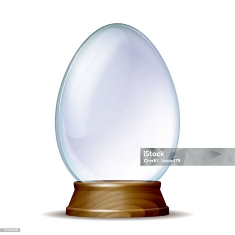 나무 받침대에 투명 유리 계란 흰색으로 격리된 벡터 그림 3차원 형태에 대한 스톡 벡터 아트 및 기타 이미지 3차원 형태 벡터 스노우 글러브 Istock