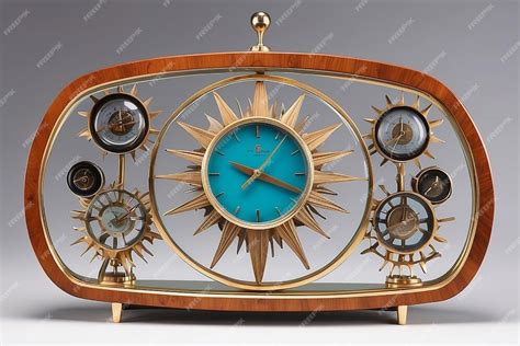 Midcentury Modern Atomic Clock Premium Ai Generated Image