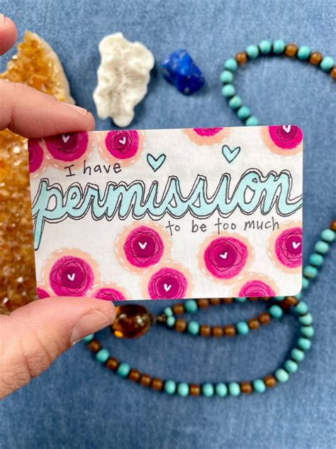 Permission To Be Too Much Wallet Cards Inspirational Positive Message