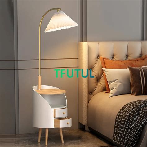 무선 충전 서랍 선반 스탠딩 조명 거실 소파 측면 원격 제어 침실 침대 옆 램프 Aliexpress