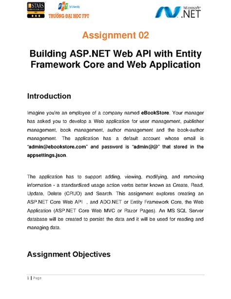 Assignment 02 Asp Net Core Web Api With Entity Framework And Web App Assignment 02 Building