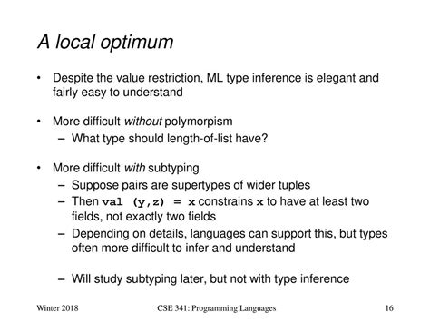 Cse341 Programming Languages Lecture 11 Type Inference Ppt Download