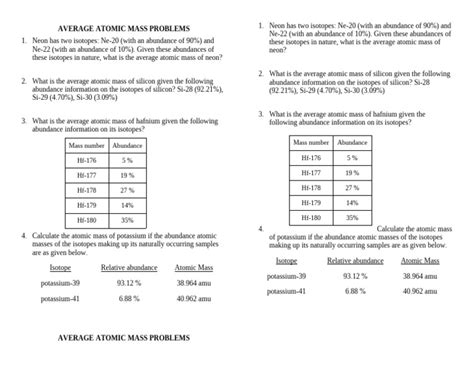 Average Atomic Mass Problems Nb Pdf