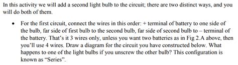 Solved In This Activity We Will Add A Second Light Bulb To Chegg Com