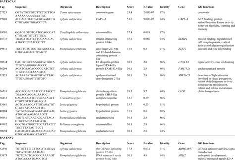 Annotations For Bayescan Outlier Loci Among Sites And Bayenv2