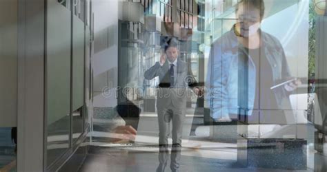 Animation Of Diverse Business People Working At Office Stock Footage Video Of Digitally Young