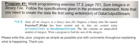 solved program 1 work programming exercise 17 3 page 701