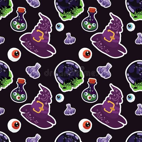 Halloween Cute Item Semless Vector Design Stock Vector Illustration