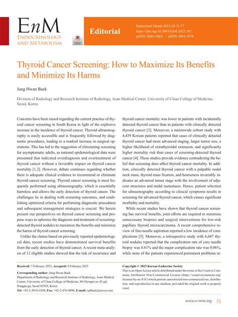 Pdf Thyroid Cancer Screening How To Maximize Its Benefits And