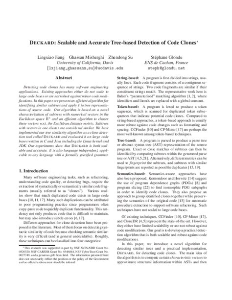 pdf deckard scalable and accurate tree based detection of code clones