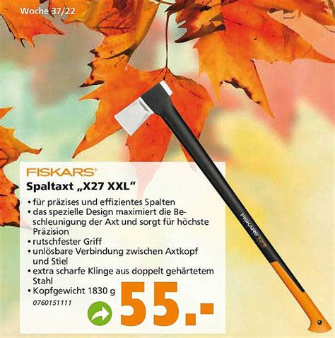 Fiskars Spaltaxt X27 XXL Angebot bei Globus Baumarkt - 1Prospekte.de