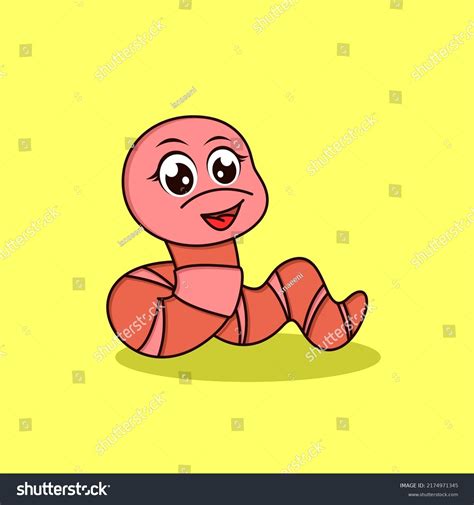 Cute Worm Cartoon Vector Illustration Character Stock Vector Royalty