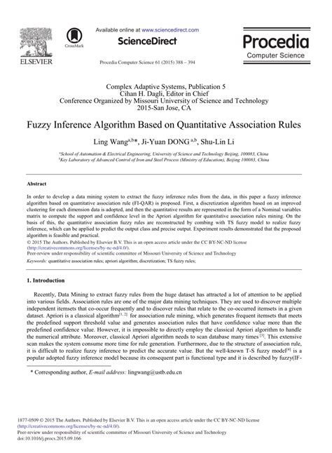 pdf fuzzy inference algorithm based on quantitative association rules