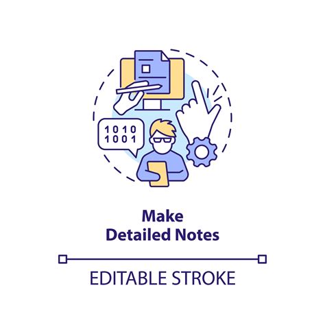 Make Detailed Notes Concept Icon Source Code Management Best Practice Abstract Idea Thin Line
