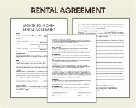 Month To Month Rental Agreement Monthly Lease Agreement Rent Room Editable Ms Word