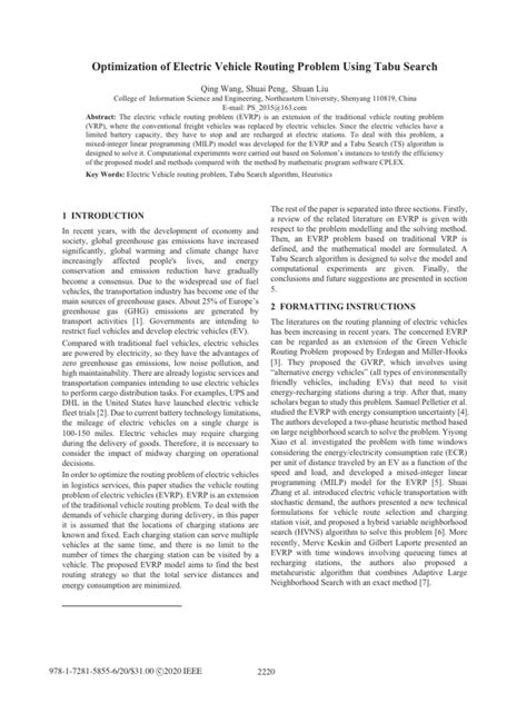 Optimization Of Electric Vehicle Routing Problem Using Tabu Search