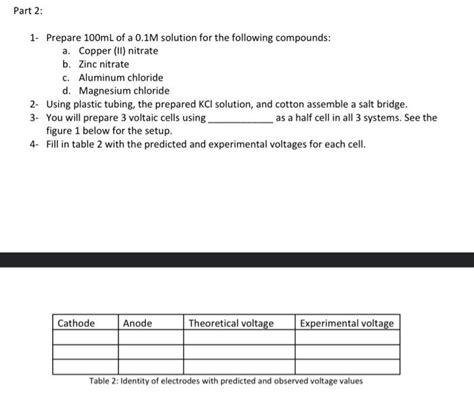 solved 1 prepare 100 ml of a 0 1m solution for the
