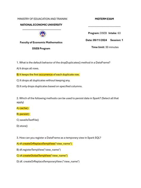 Midterm Exam Multiple Choice Pdf Computing Databases