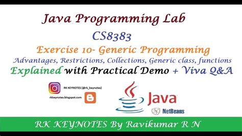 12 Java Lab Ex 10 Generic Programming Cs8383 Generic Class Generic Method Rk Keynotes
