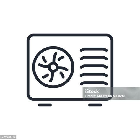 Ac 압축기 편집 가능한 획 윤곽선 아이콘은 흰색 배경 평면 벡터 그림에 고립되어 있습니다 완벽한 픽셀 64 엑스 64 건축물에 대한 스톡 벡터 아트 및 기타 이미지