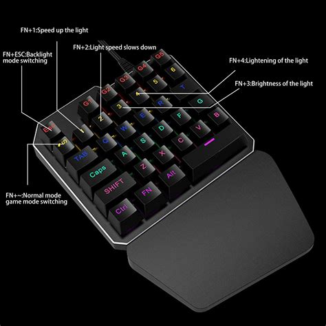 Mini Led Ergonomic Single Hand Game Keyboard Mou Vicedeal