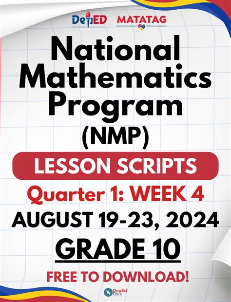 Grades 1 6 Nmp Lesson Scripts Q1 Week 4 Deped Click
