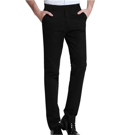 Guzom Mens Dress Pants Slim Fit Black Stretch Straight Leg Work Pants