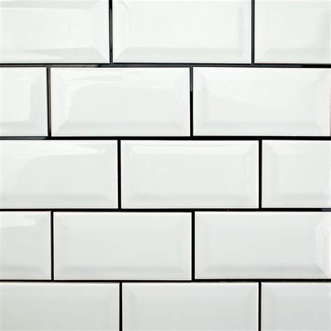 Basic White Beveled 3x6 Polished Ceramic Subway Wall Tile White